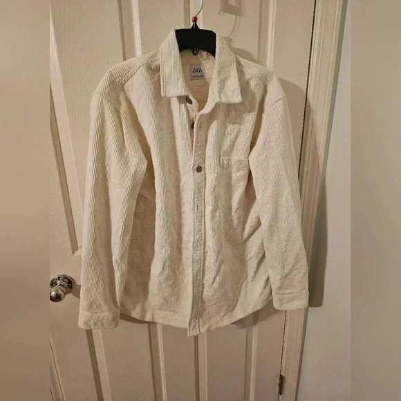 Zara | Tops | Zara Corduroy Overshirt Cream Shacket Size L | Poshmark